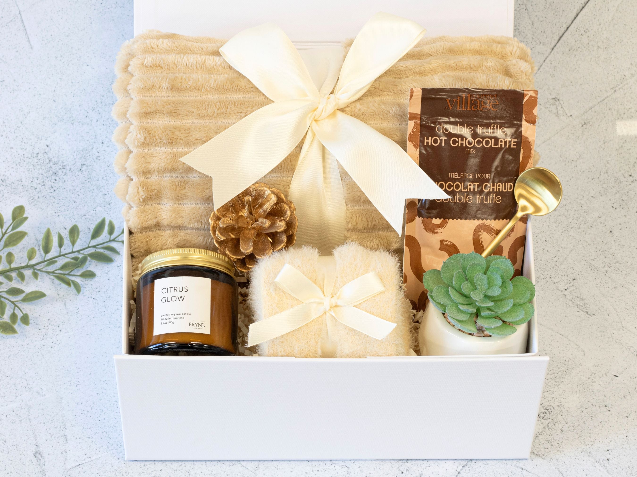 Blanket Box-Ivory Glow Gift Box – Cozy & Elegant Holiday Gift for ...